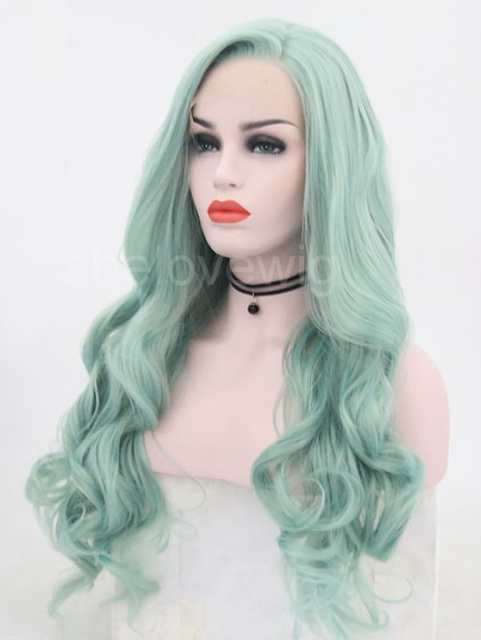 green root lace front wig synthetic hair ombre color Supplier green ...